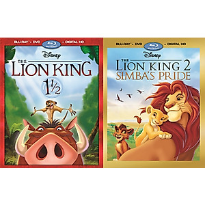 Disney Lion Double Pack Blu-Ray + DVD Set 1 1/2 Lion King & Part 2 Simba's Pride