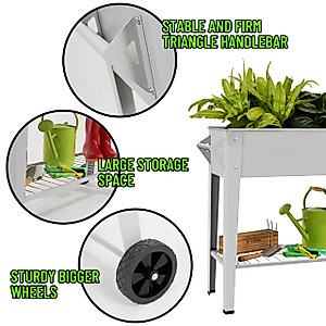 LEETOLLA 𝐑𝐚𝐢𝐬𝐞𝐝 𝐆𝐚𝐫𝐝𝐞𝐧 𝐁𝐞𝐝 𝐎𝐮𝐭𝐝𝐨𝐨𝐫 Elevate Herb Garden Planter Box Outdoor Raised Planter Box with Legs On Wheels for Vegetables Flower Tomato Patio Backyard