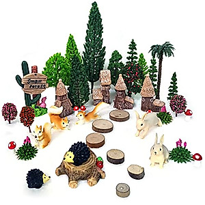OrgMemory 42pcs Animal Trees, Ho Scale Bushes with Animals Figures, Plastic Trees for Projects 1.5-6 inch(4-16 cm), Model Train Scenery