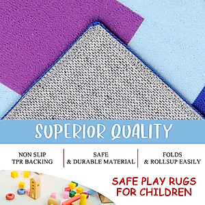 HEBE Kids Play Rug 3'4"x5' ABC Alphabet Numbers Shapes Educational Kid Area Rug Washable Baby Crawling Mat Non Slip Kid Play Mat Carpet for Girl Boy Bedroom Playroom