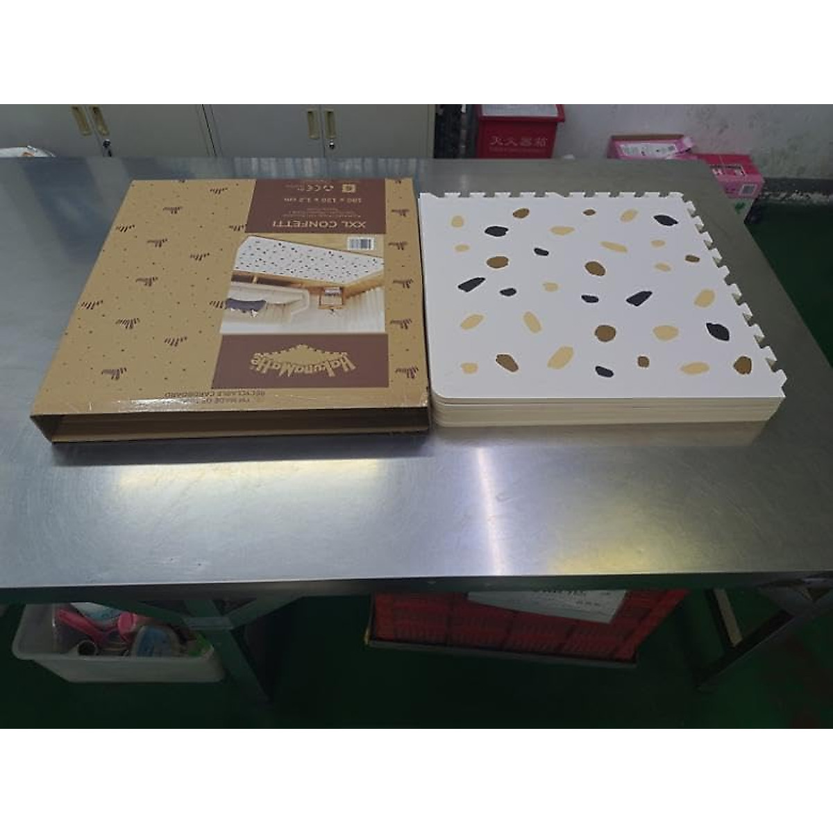 Stylish Baby Play Mat 72x48 Inches - 6 XXL Foam Floor Tiles for Kids Terazzo Design - 20% Thicker Playmat for Baby Crawling, Tummy Time, Playpen - Non-Toxic, Odorless Foam Play Mat for Floor