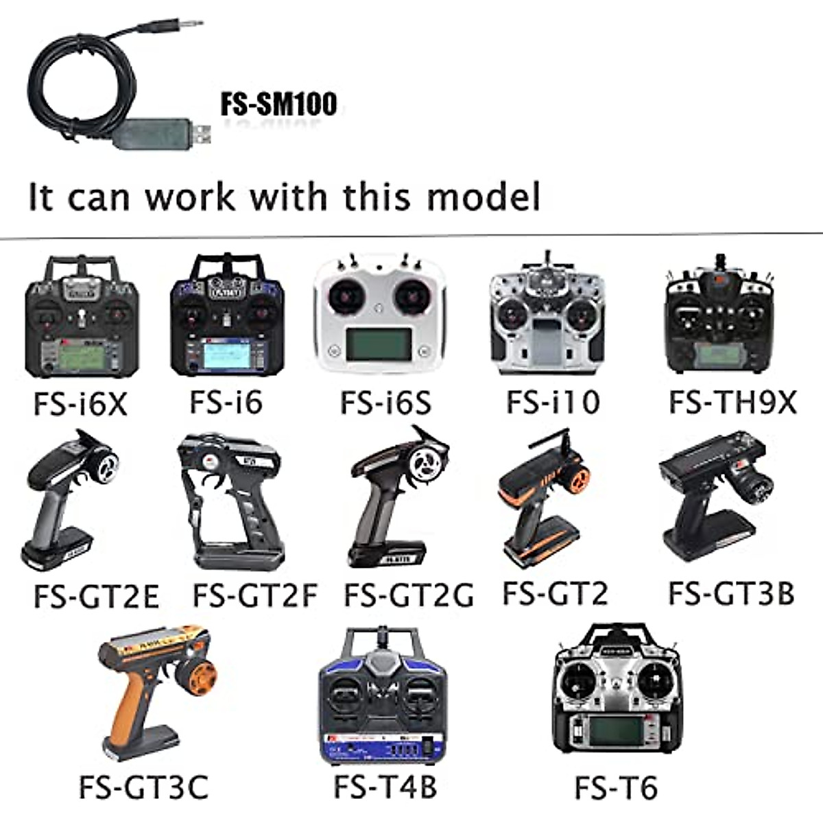 RCmall Flysky USB Flight Simulator Adapter Cable 2.4G SM100 for FS-i6 FS-i10 FS-i6 FS-i4 FS-T6 FS-CT68 FS-T4B FS-GT3 Remote Controller