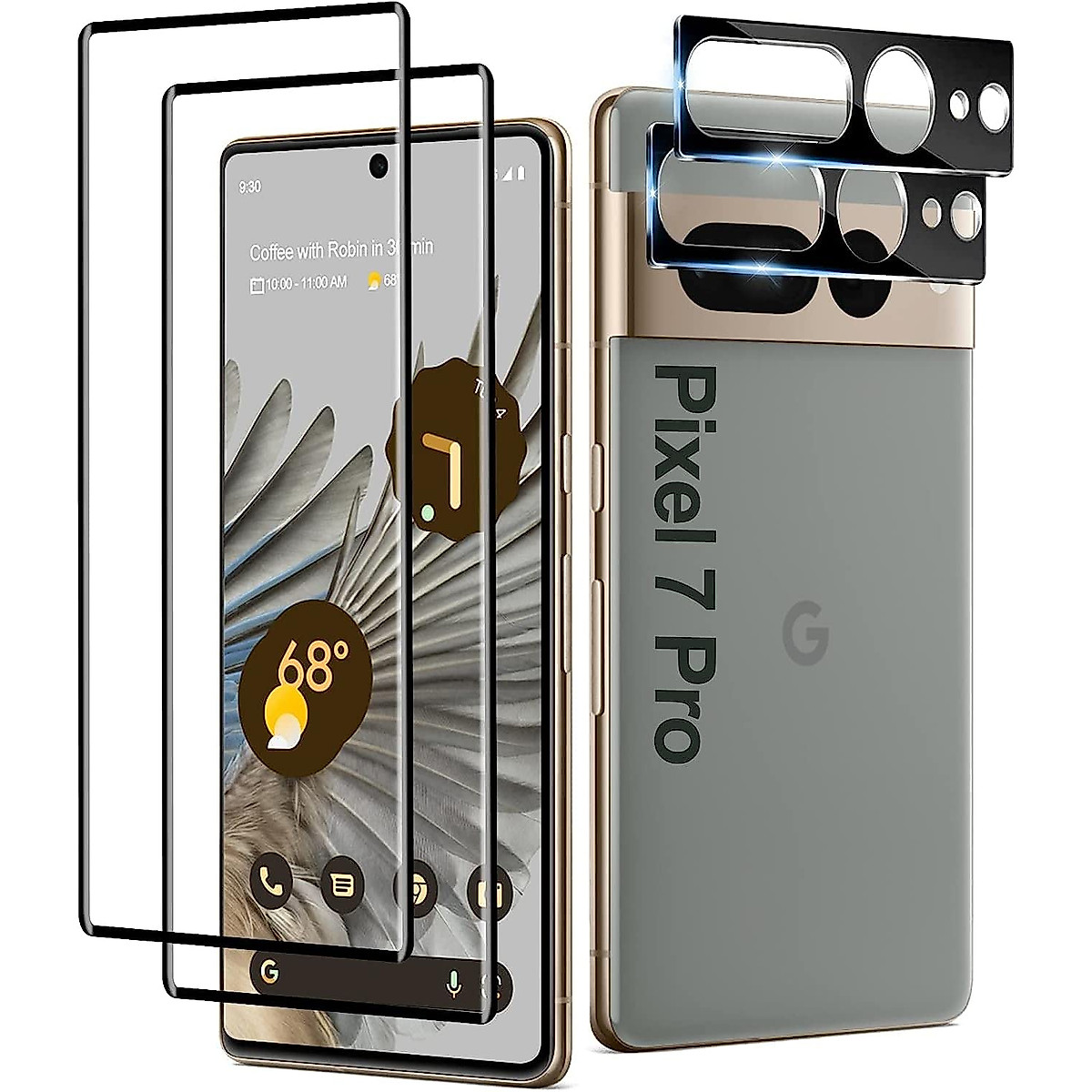 CWQZGUF Pixel 7 Pro Tempered Glass Screen Protector, 2 Pack, Fingerprint Unlock Support, Anti Scratch, HD, 5.7 Inch