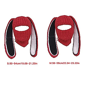 Peiiwdc Hat,Knitted Hat for Children Adult Windproof Foldable Winter Hat Cartoon Ear Shape Keep Warm Windproof Cycling Hat Jujube Red