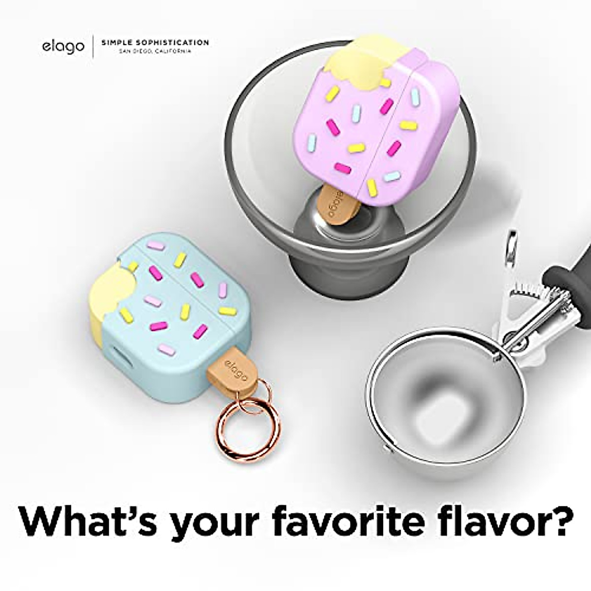 elago Ice Cream Case Compatible with AirPods 3rd Generation Case - Compatible with AirPods 3 Case Cover, Carabiner Included, Supports Wireless Charging, Shock Resistant, Full Protection (Blueberry)