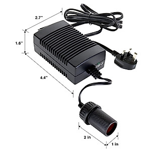 Koolatron 110 Volt AC to 12 Volt DC Power Adapter w/Circuit Breaker, 12V 5A DC Power Converter, Black, 6 Ft (1.8 m) Cord for Portable Devices, Compressor, Car Fridge, and More
