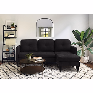 JOVNO Convertible Sectional Sofa Couch, Modern L-Shaped Couch 3-Seat Sofa, Reversible Sectional for Living Room, Apartment and Small Space (Black)
