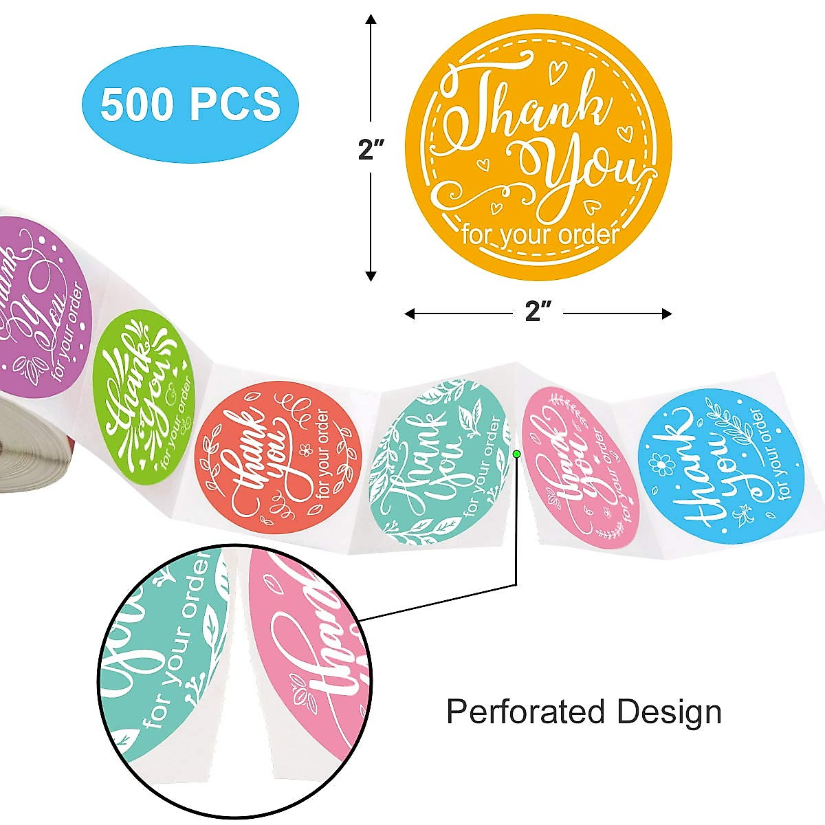 500PCS Thank You for Your Order Stickers Labels for Handmade Shopping Small Shop Business Stickers 2 Inch 7 Designs