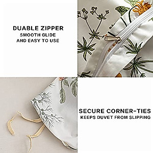 ECOCOTT 3 Pieces Floral Duvet Cover Sets King Size,100% Natural Cotton Floral Pattern 1 Duvet Cover with Zipper and 2 Pillowcases, Ultra Soft and Easy Care Breathable Cozy Simple Style Bedding Set