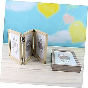 ARTIBETTER Picture Collage 1pc Triple Folding Photo Frame Wooden Pictures Glass Picture Photo Wall Collage Wood Hinged Photo Frame Photo Picture Frame Wooden Three Picture Frame Office