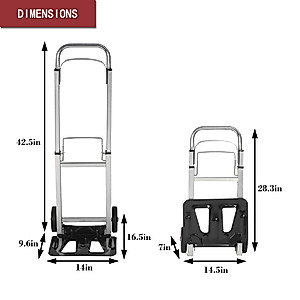 LUCKYERMORE 330 LB Capacity Hand Truck Dolly Portable Folding Compact Trolley Heavy-Duty Aluminum Luggage Cart with 2 Wheels