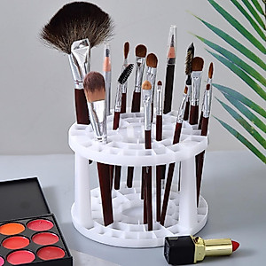 Tofficu 2pcs Paint Brush Holder Multi-hole Makeup Organizer Pencil Brush Stand Storage Rack for Home School Office Supplies White