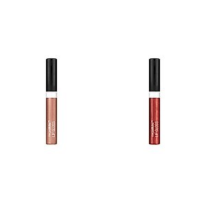 wet n wild Megaslicks Lip Gloss, Rose Gold, 0.19 Ounce with Megaslicks Lip Gloss, Red Sensation, 0.19 Ounce