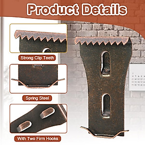 Biaungdo 6 Pcs Brick Wall Clips, Steel Brick Hook Clips, Heavy Duty Brick Hanger for Hanging Outdoors, Metal Brick Wall Hangers Outside Home Decor for 2-1/4 to 2-3/8 inches Bricks(Red Bronze)