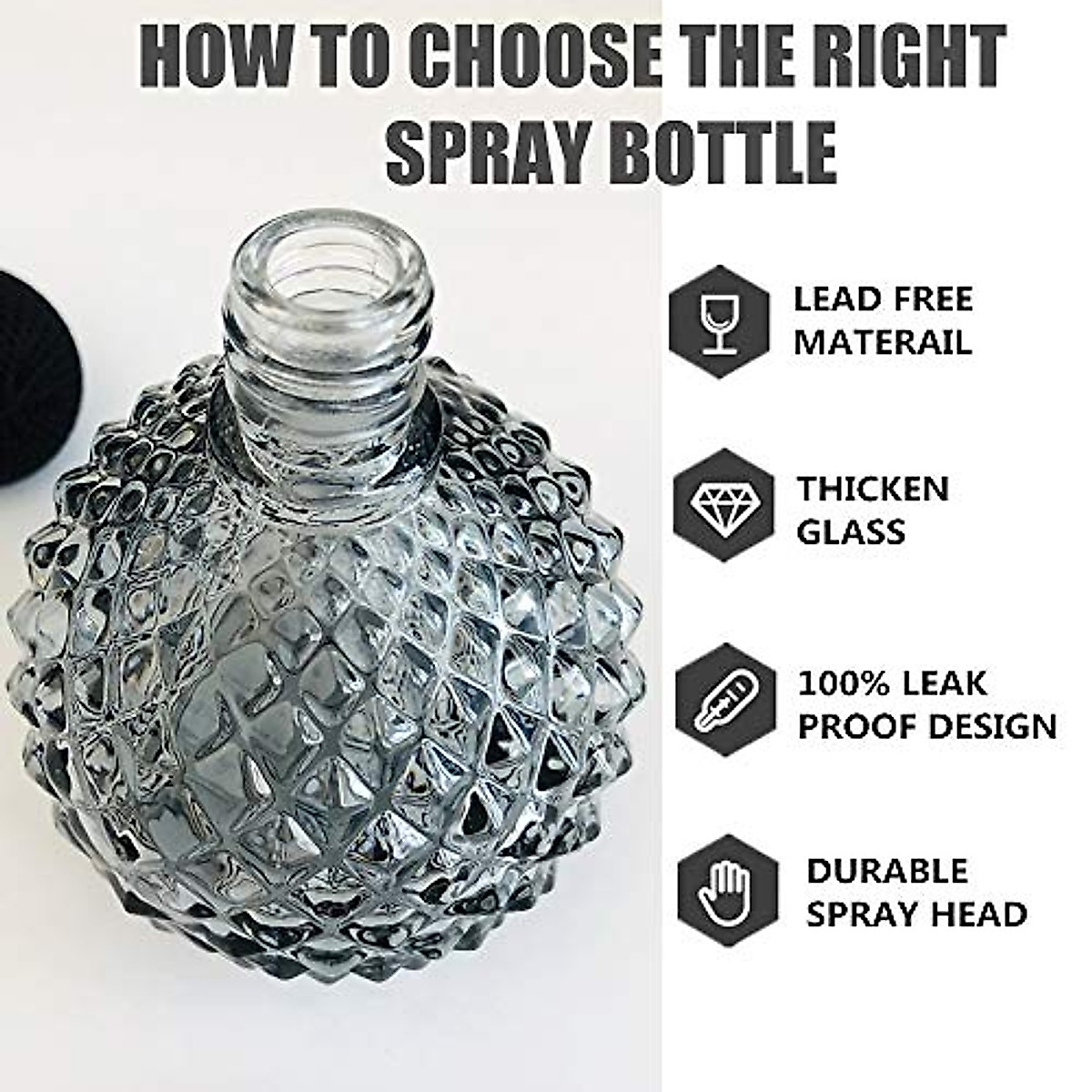 Shining Craft Perfume Bottles Empty Vintage Atomizer Spray Bottle 3.4OZ / 100ml - Classic Sprayer with Air Bulb, Refillable Perfume Bottle, SC001 (Black)