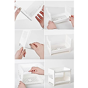 hegsymum 2-Tier Bathroom Organizer Countertop: Makeup Shelf Small Counter Cabinet Bathroom Organizer Cosmetic Countertop Organization Vanity Bedroom Storage Living Room Table White