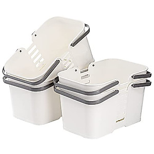 Yesland 4 Pcs Shower Caddy Basket - White Portable Plastic Organizer Storage Baskets with Handles Shower Caddy Bins Tote for Shampoo, Body Wash, Essentials, Makeup in Bathroom - 11.3 x 7 x 6.25 Inch
