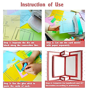 Estivaux 3D Card Shape Die Cuts for Card Making, Rectangular Gift Card Envelope Cutting Dies Sets Label Tag Dies Stencils Embossing Template for Scrapbooking DIY Cards Album Crafts Supplies