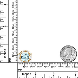 Gem Stone King 18K Yellow Gold Plated Silver 12MM Cushion Gemstone Birthstone and White Moissanite Ring For Women | Available In Size 5, 6, 7, 8, 9