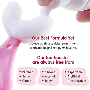 Kids Bubble Toothpaste, Toddler Toothpaste with Low Fluoride, Foaming Toothpaste and Mouthwash for Dental Care 60ml (Strawberry)