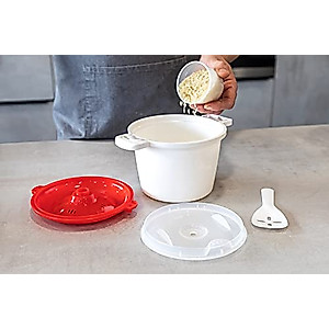 KitchenCraft Rice Cooker - Microwave Steamer, BPA Free Plastic, 1.5 Litre, White/Red