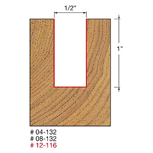 Freud 04-132: 1/2" (Dia.) Double Flute Straight Bit Red