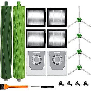Replacement Parts accessories Compatible for iRobot Roomba i3 i3+ i4 i6 i6+ i7 i7+ i8 i8+/Plus E5 E6 E7 I,E &J Series Vacuum Cleaner(1 Set of Multi-Surface Rubber Brushes, Brushes,Filters, Vacuum Bags