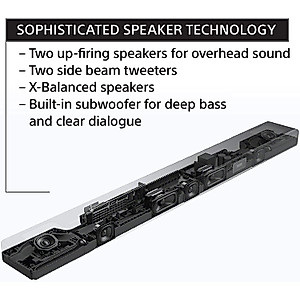 Sony HT-A5000 5.1.2ch Dolby Atmos Sound Bar Surround Sound Home Theater with DTS:X and 360 Spatial Sound Mapping, works with Alexa and Google Assistant