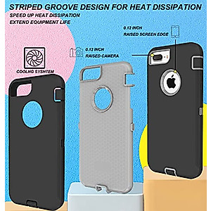 ONOLA Compitable with iPhone 8 Plus Case,iPhone 7 Plus Case + Tempered Glass Screen Protector [2 Packs] Heavy Duty Protection Phone Case for iPhone 8 Plus & 7 Plus (Black Grey, iPhone 8/7 Plus)