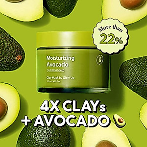 GLAM UP - Sheet mask Facial Sheet Mask 12 Combo (Pack of 12) & Moisturizing Avocado Clay Mask - Face Masks Skincare, Hydrating Face Masks, Moisturizing, Brightening and Soothing, Beauty
