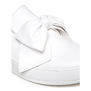 J. Adams Wally Platform Sneakers for Women - Comfortable Slip On Shoes with Bow - White Vegan Nubuck - 11