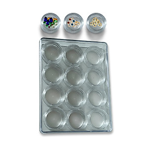 Craft Organizers and Storage for Art Supply Plastic Clear Tackle Box with Small Screw-Top Lids Containers for Diamond Painting Beads Glitter and Jewelry, 12PCS Case