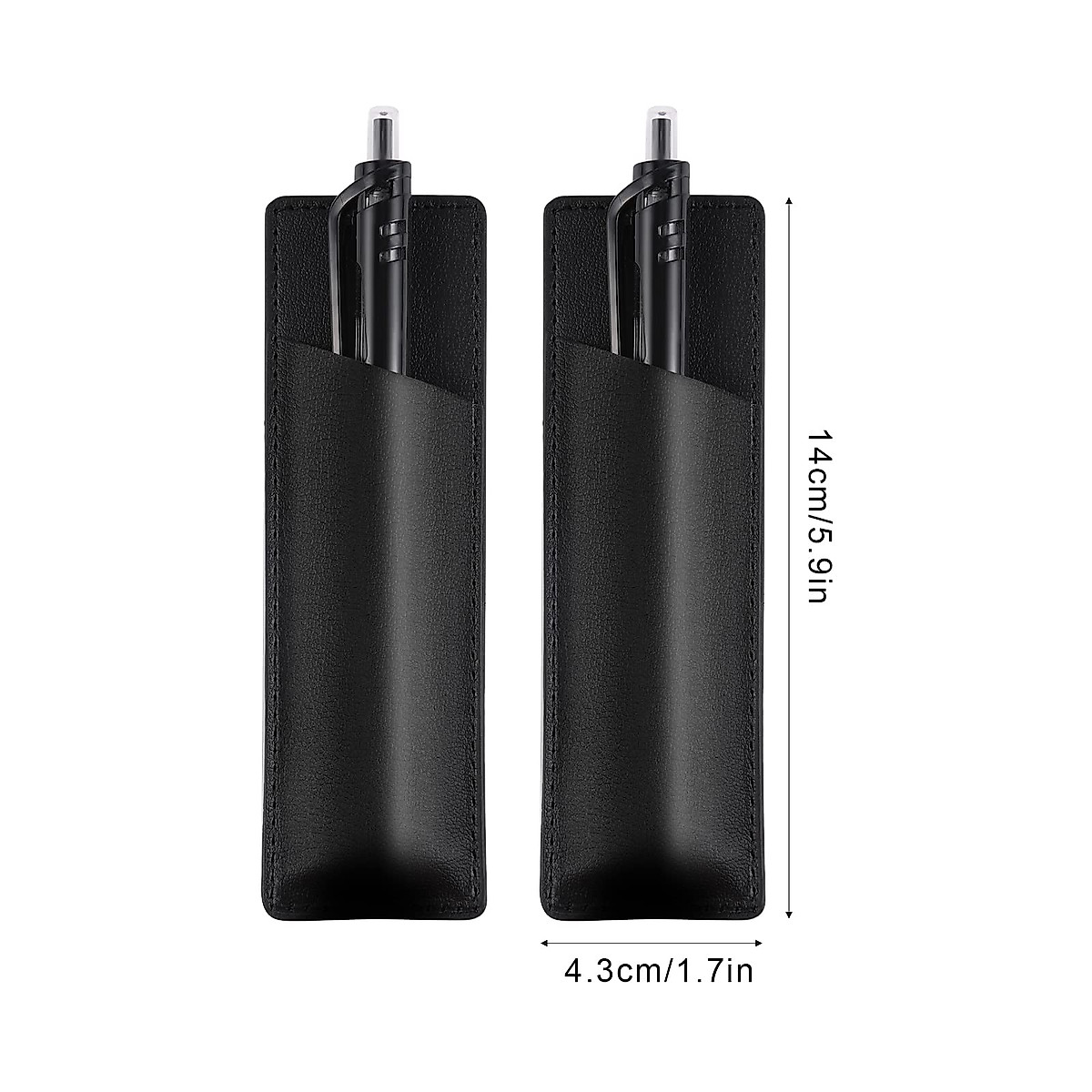KINBOM 2pcs Leather Magnetic Pen Holder for Refrigerator PU Leather Pen Pouch Holder for Fridge or Other Metal Surfaces (Black)