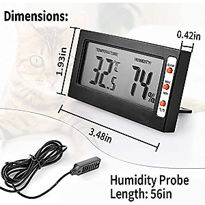 iPower 8" x 18" Reptile Heat Mat Under Tank Heater Terrarium Heating Pad for Amphibians and Reptiles Pet, Digital Thermometer and Hygrometer with Humidity Probe, Black