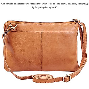 Wise Owl Accessories Small Triple Zip Real Leather Women's Crossbody- Premium Vintage Crossover Shoulder Sling Bag (Mustard Multi-Wax)