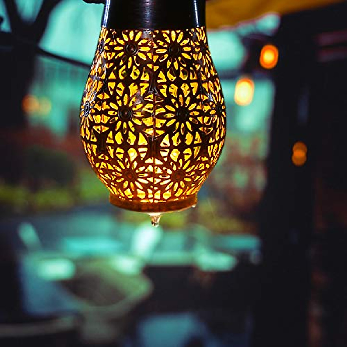 Shengming Daisy Design Super Big & Bright Lantern Hanging Garden Outdoor Solar Lights Metal Waterproof LED Table Lamp Decorative (Oval Shape) l