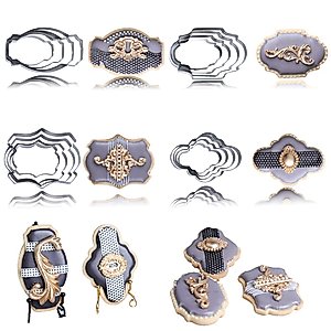 16 Pieces Frame Fondant Cutters Stainless Steel Sugar Cookie Cutters for Birthday Wedding Baby Shower Cookies Fondant Decorations