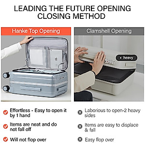 Hanke 24 Inch Checked Luggage with Spinner Wheels PC Hard Shell Suitcases Top Open Aluminum Frame Travel Luggage Rolling Suitcase for Woman Men.(Grey)