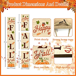 Happy Fall Sign Autumn Front Door Hanging Decor Welcome Sign Wooden Vertical Indoor Outdoor Standing Sign For Garden Home Yard Farmhouse Porch 47.2 x 7.8 Inch