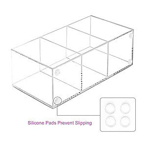 Dingelex Acrylic Pen Holder 3 Compartments,Clear Pencil Cup Organizer for Countertop Desk Accesorry Storage,Large Acrylic Marker Pencil Holder