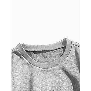 WDIRARA Women's Letter Graphic Print Round Neck Long Sleeve Sweatshirt Tops Pullovers Grey M