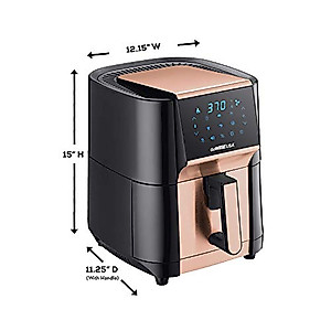 GoWISE USA 7-Quart Air Fryer & Dehydrator - with Ergonomic Touchscreen Display with Stackable Dehydrating Racks with Preheat & Broil Functions + 100 Recipes (Black/Copper))