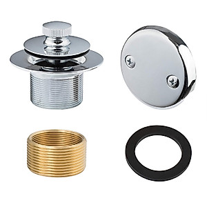 Artiwell Lift & Turn Tub Trim Set with Two-Hole Overflow Faceplate, All Brass Bathtub Conversion Kit Assembly with 2-Hole Overflow Face Plate and Universal Fine/Coarse Thread (Chrome Plated)