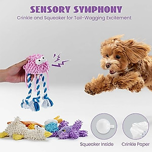 Nocciola Plush Squeaky Dog Toys, Cute Durable Stuffed Crinkle Puppy Pet Chew Toys for Large Medium Small Dogs - Duck