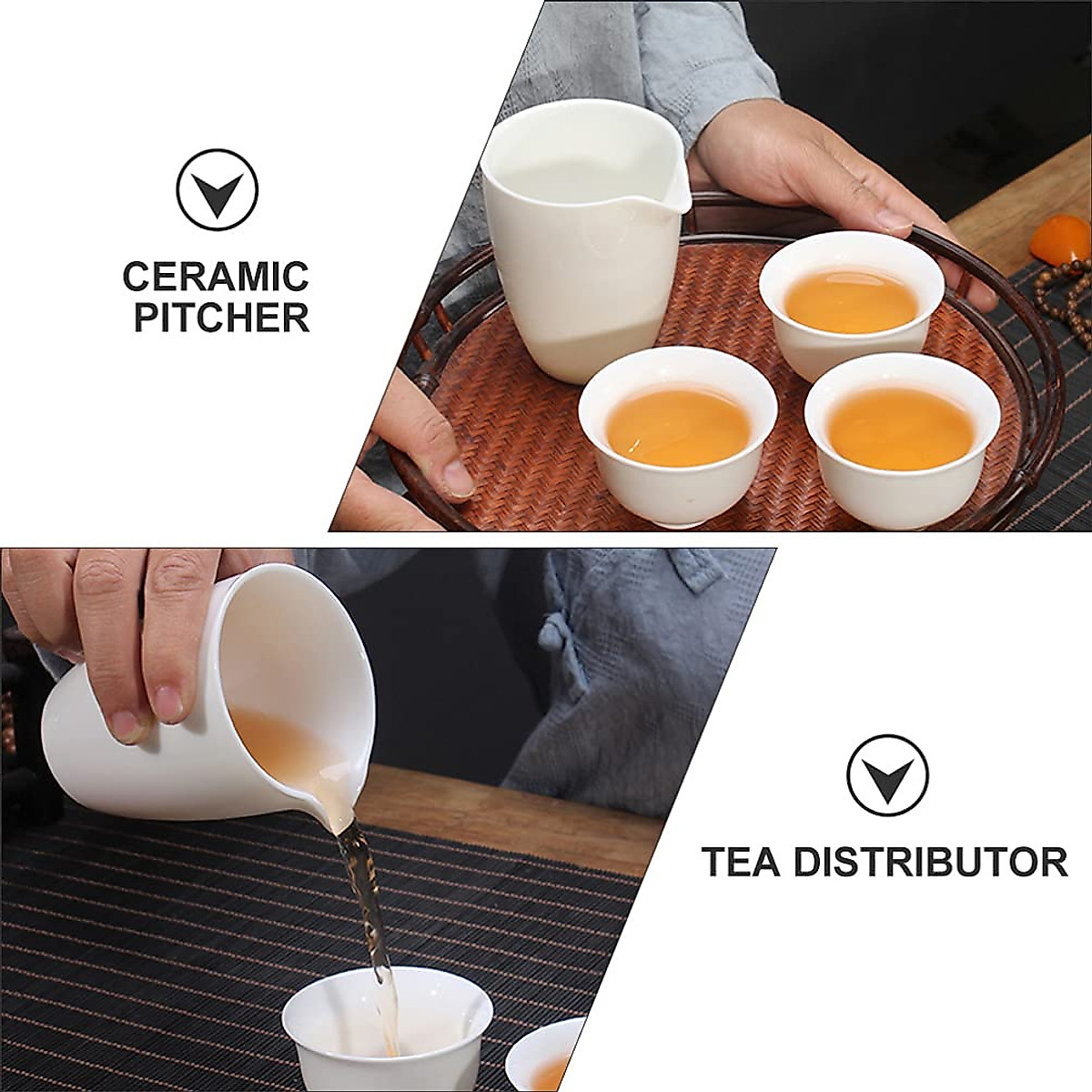 YARNOW Ceramic Chinese Gong Kung Fu Tea Cup Milk Pitcher Cha Hai Tea Fairness Cup Sharing Pitcher Gong Dao Bei Cup (White)
