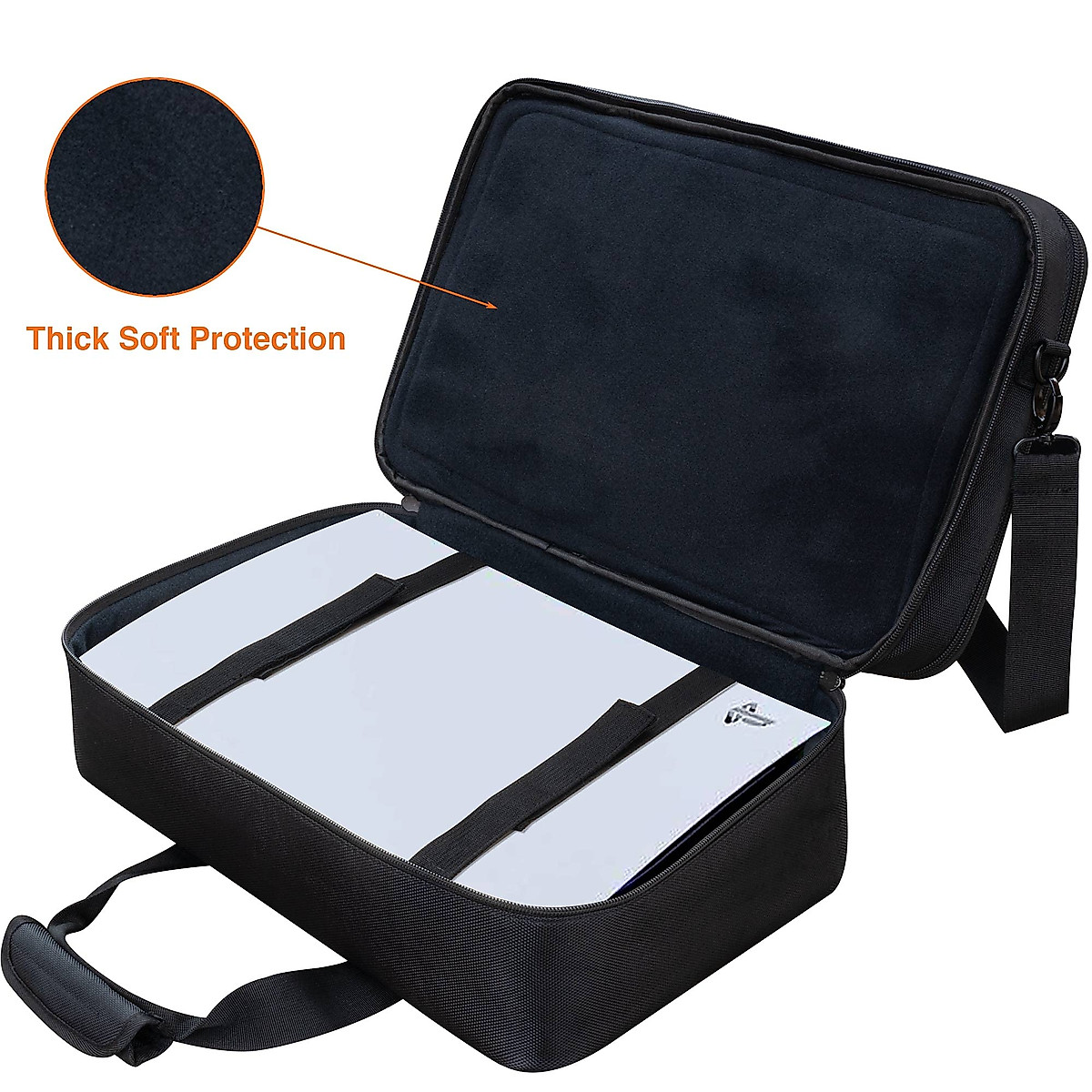 ButterFox Carrying Case Bag for PS5, Double Compartment Travel Case for Playstation 5 (Black/Blue)