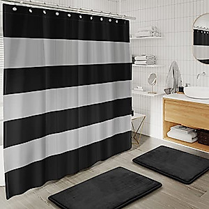 Clara Clark Bathroom Set – Bathroom Shower Curtain Sets with Liner, 20PC Bathroom Accessory Set, Bathroom Sets, Black Bathroom Accessories Set Complete with Shower Curtain Set with Liner and Hooks