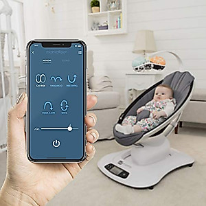4moms mamaRoo 4 Multi-Motion Baby Swing + Safety Strap Fastener, Bluetooth Baby Swing with 5 Unique Motions, Nylon Fabric, Black