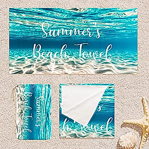 Zookao Personalized Beach Towels Ocean Waves & Sand, Personalized Gifts Custom Gifts for Men,35'' x 72'' Microfiber Absorbent Quick Dry Personalized Beach Towels with Travel Bag