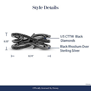 Jewelili Enchanted Disney Fine Jewelry Sterling Silver with Black Rhodium 1/5cttw Maleficent Creeper Ring